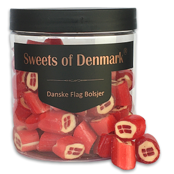 Sweets of Denmark Danske Flag | Jordbærbolsjer med dannebrog | Bolcher ...