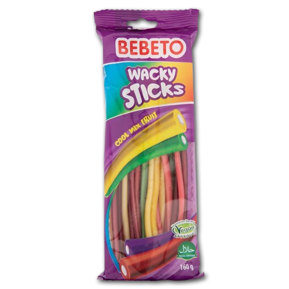 Bebeto Wacky Sticks Cool Mix Frugt | Sur vingummi slik med frugtsmag ...