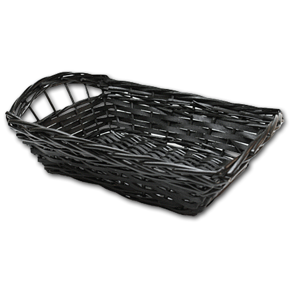 Gavekurv sort rektangel, stor | Gavekurv i flettet sort bambus ca. 30x42 cm