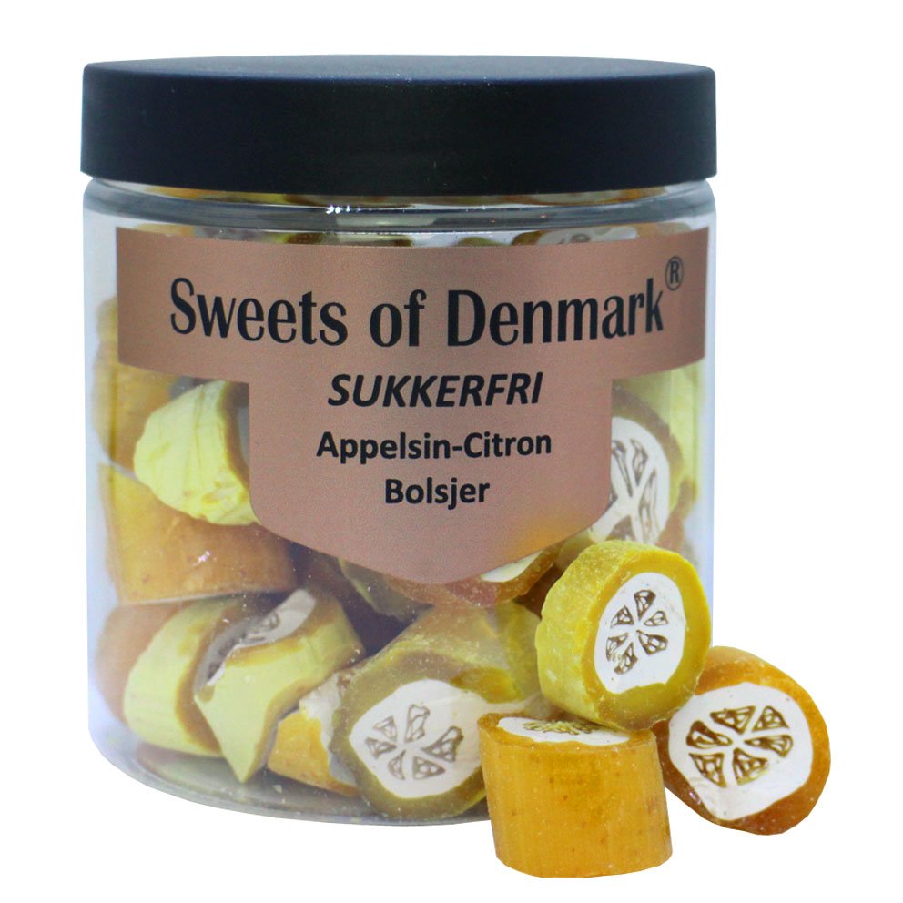Sweets of Denmark Sukkerfri Appelsin-Citron Bolsjer | De klassiske ...